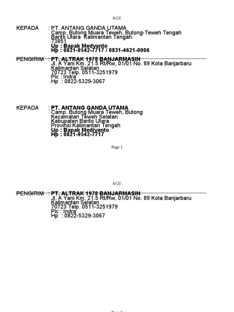Alamat Pengiriman | PDF