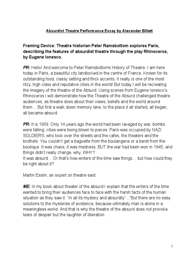 Absurdist Theatre Performance Essay by Alexander Billett | PDF | Logic