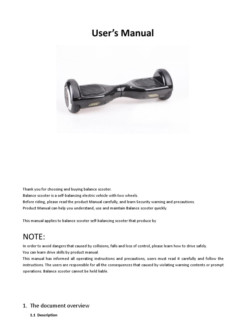 Manual Hoverboard | PDF | Battery Charger | Rechargeable Battery