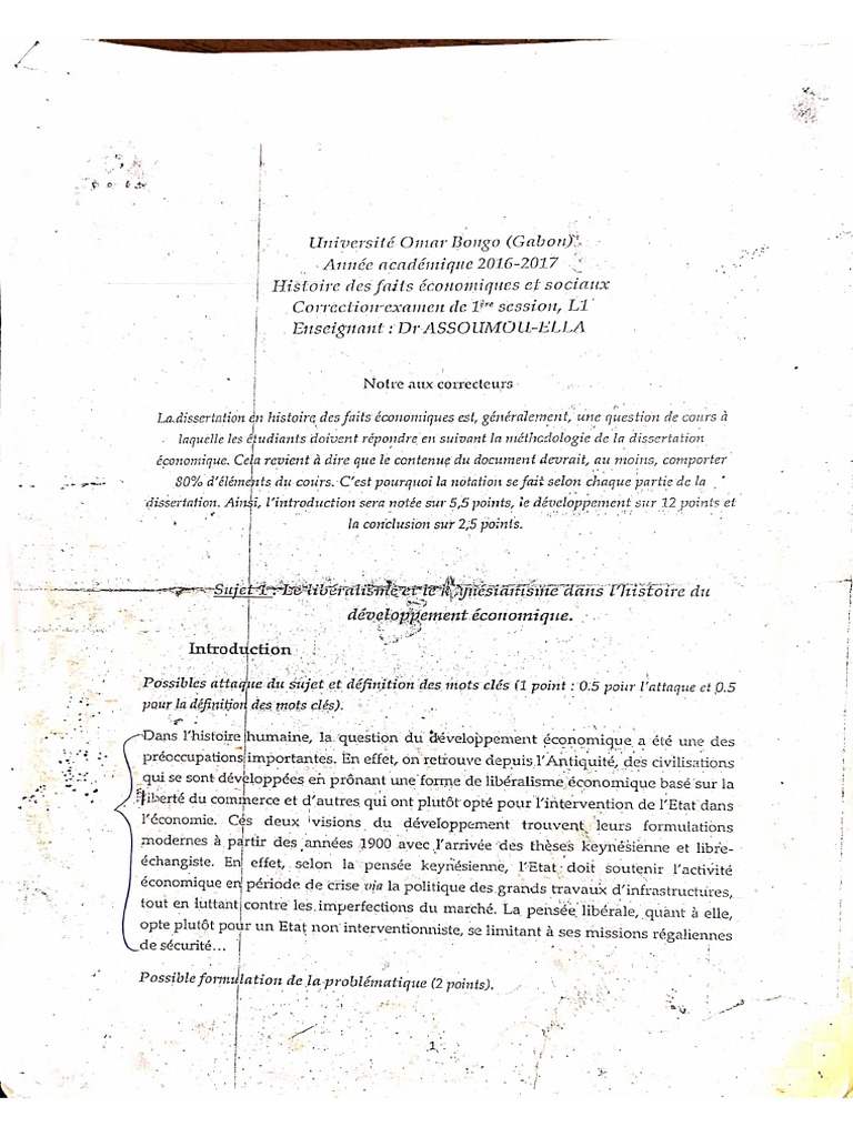 Dissertation Économique - Licence 1. | PDF