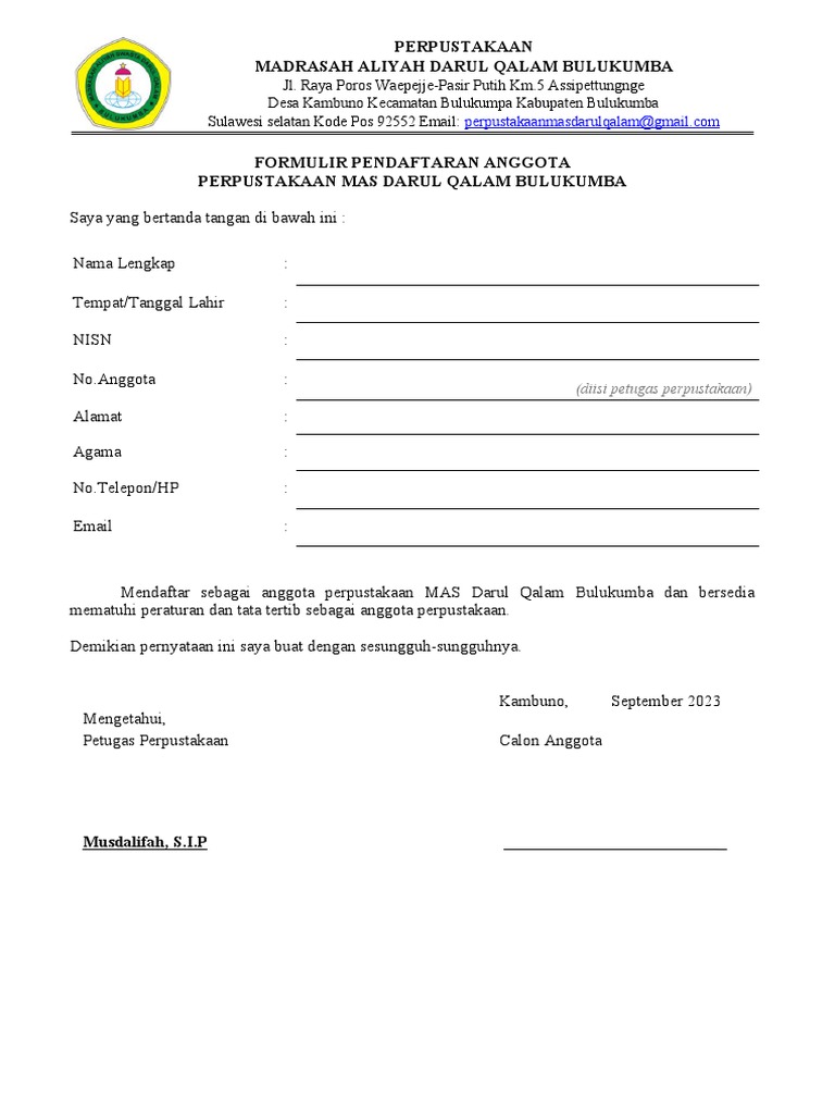 FORMULIR Kartu Anggota | PDF