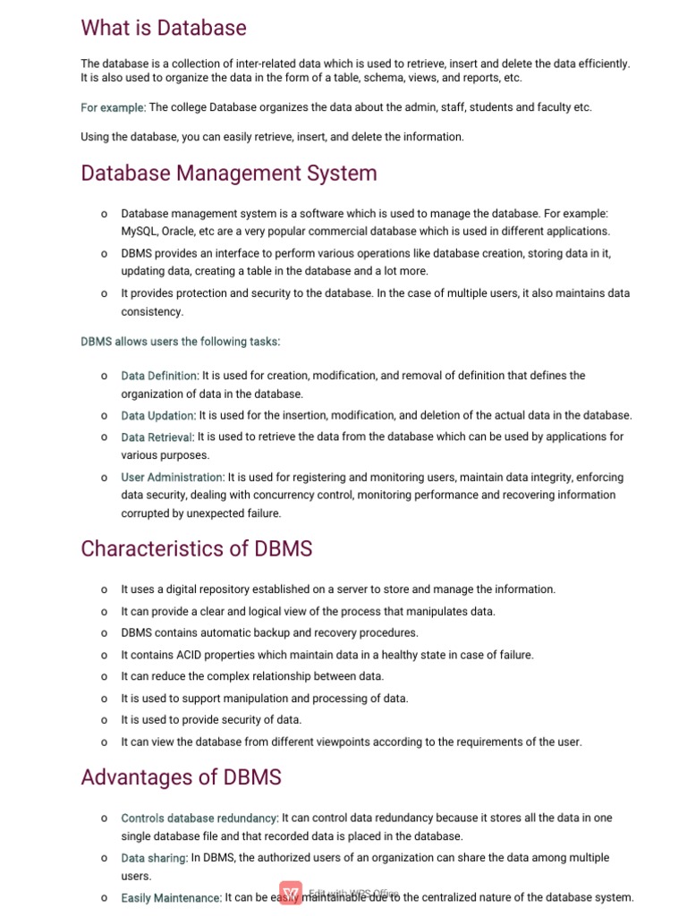 Notes On Database | PDF