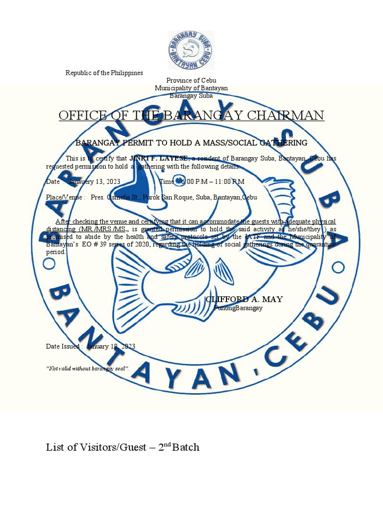 Permit to Hold a Social Gathering | PDF