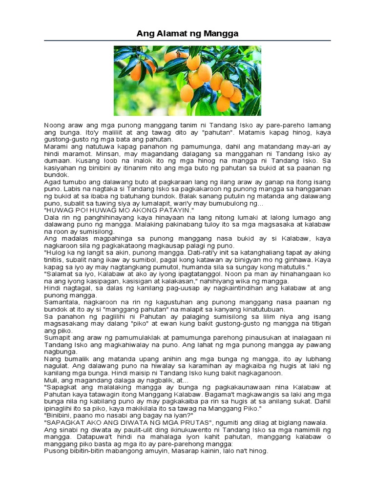 Ang Alamat NG Mangga | PDF
