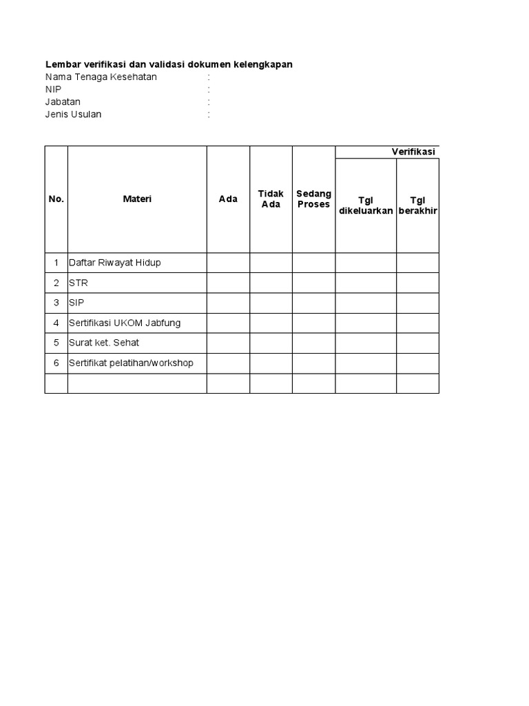 Lembar Verifikasi Dokumen | PDF