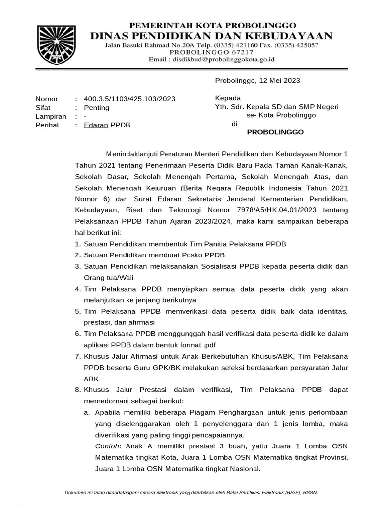 Surat PPDB 2023 | PDF