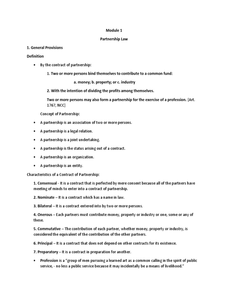 Partnership Law Module 1 | PDF | Partnership | Taxes