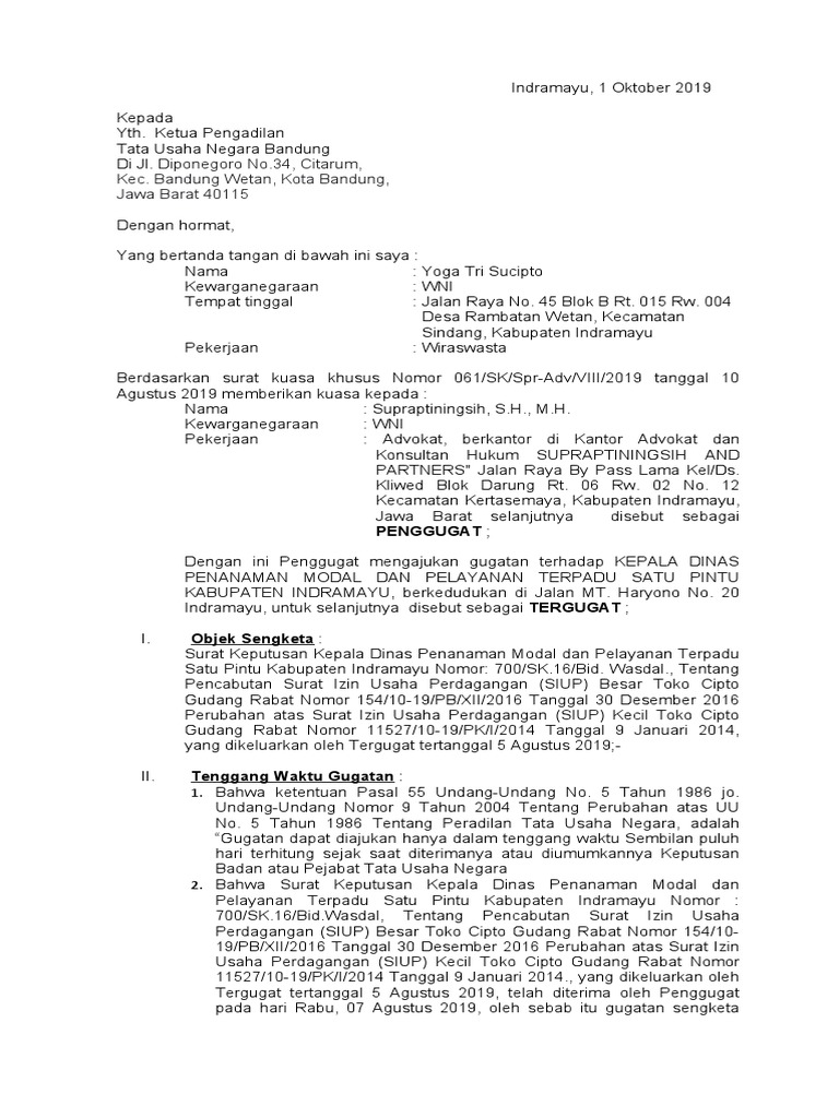 Surat Gugatan TUN | PDF