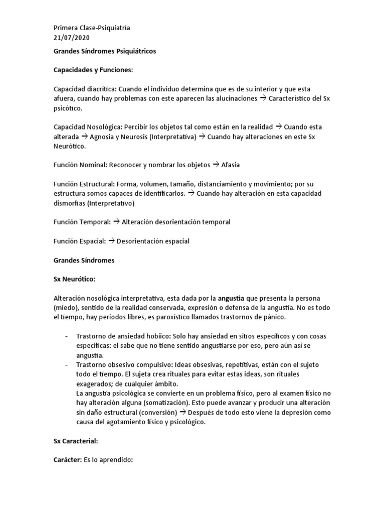 Grandes Síndromes Psiquiátricos | PDF | Trastorno mental | Trastorno depresivo mayor