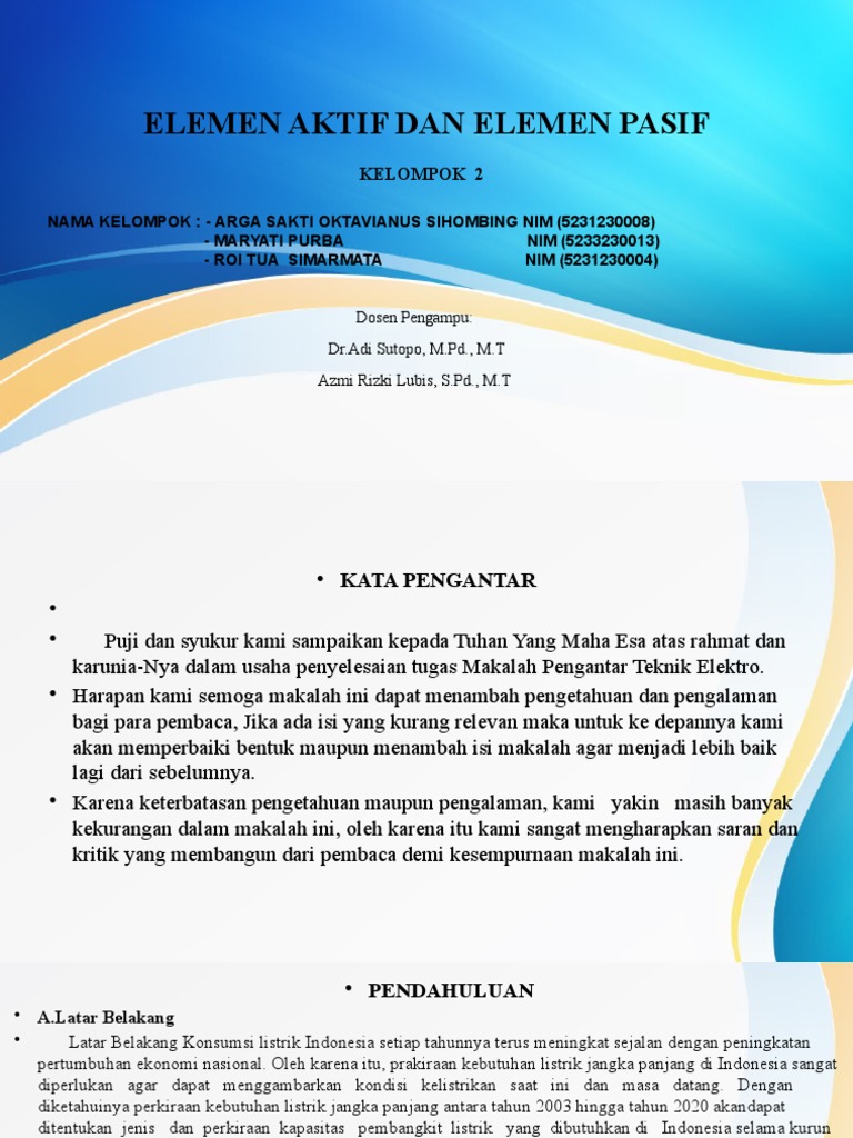 Elemen Aktif dan Pasif dalam Rangkaian Listrik | PDF | Sains ...