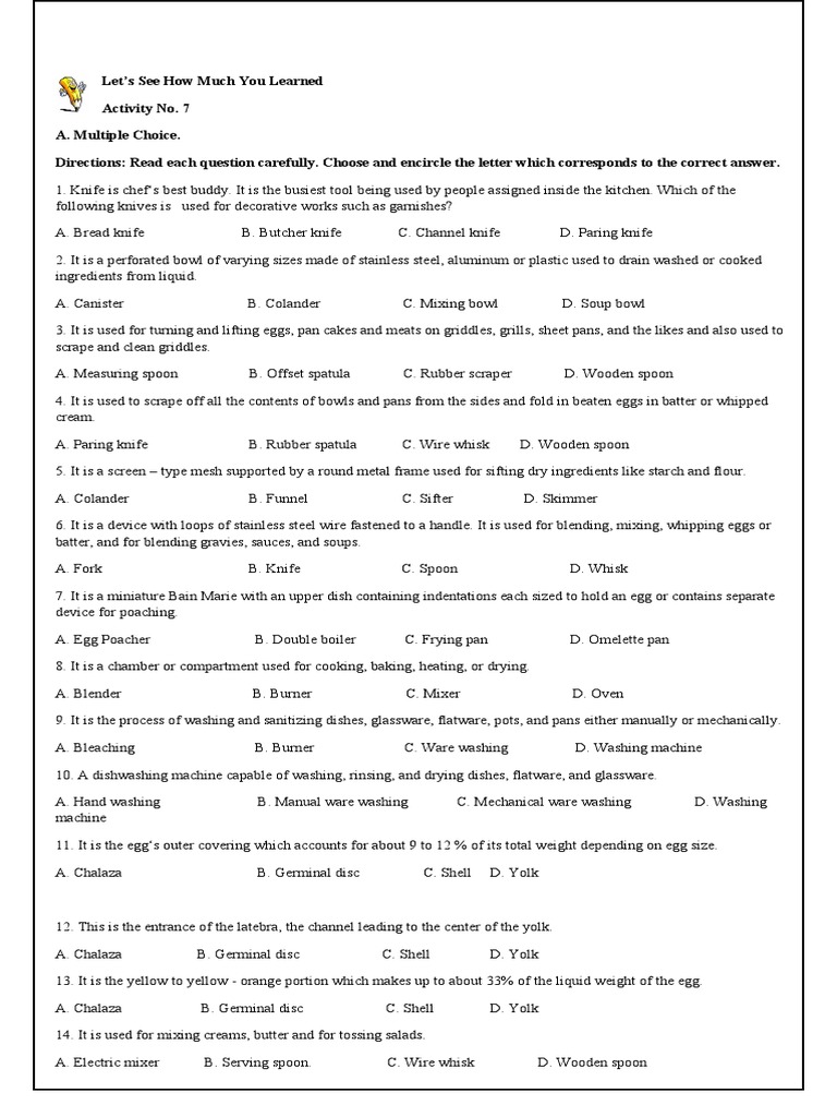 Activity Sheets G10 TLE - Final | PDF | Starch | Pasta