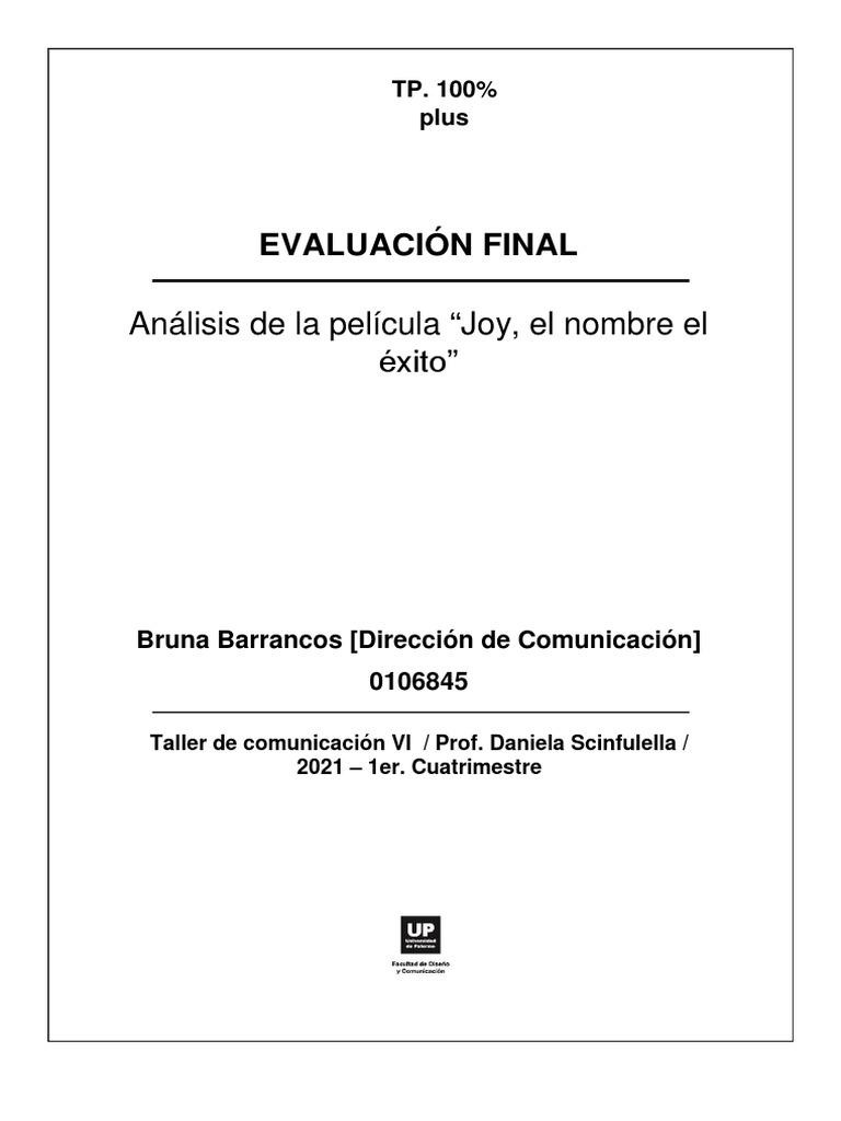 Análisis de La Película Joy | PDF | Negociación | Mente