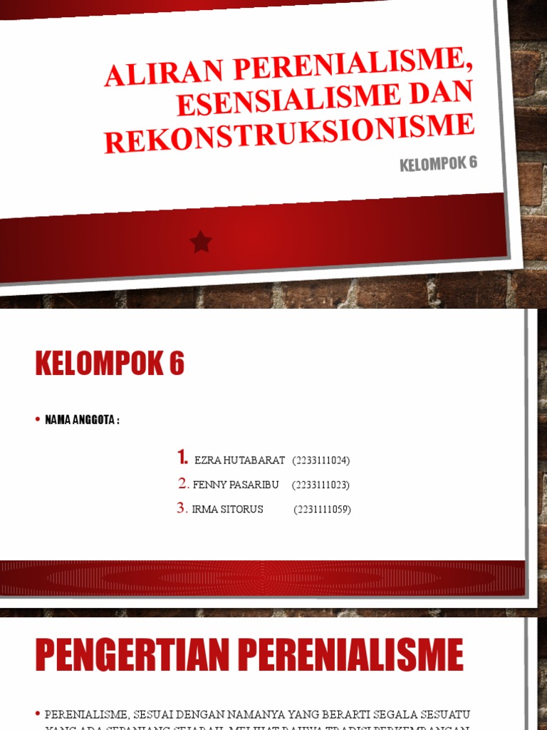 Aliran Perenialisme, Esensialisme Dan Rekonstruksionisme | PDF