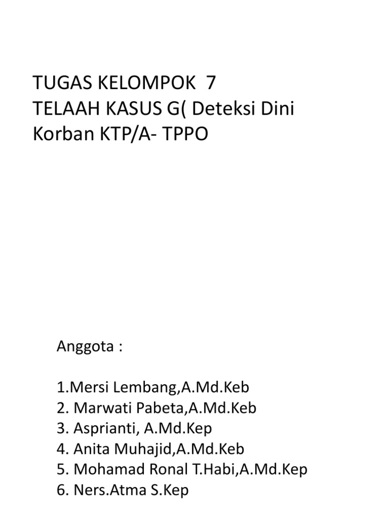 Tugas Kelompok Deteksi Dini Korban KTPA-TPPO | PDF