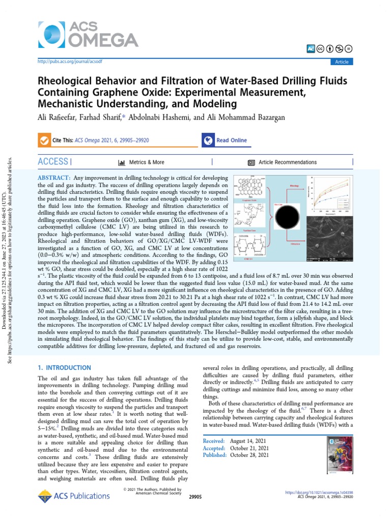 Rheological Behavior and Filtration of Water-Based Drilling Fluids ...
