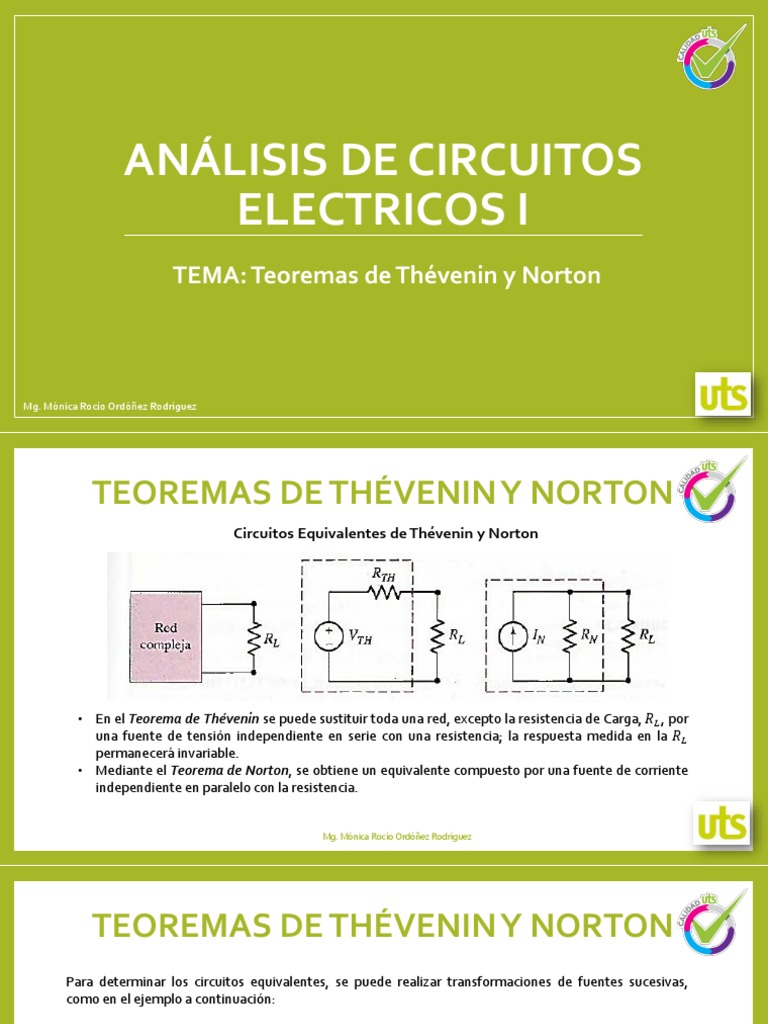 Teoremas de Thévenin y Norton: Análisis y Ejemplos | PDF | Resistencia ...