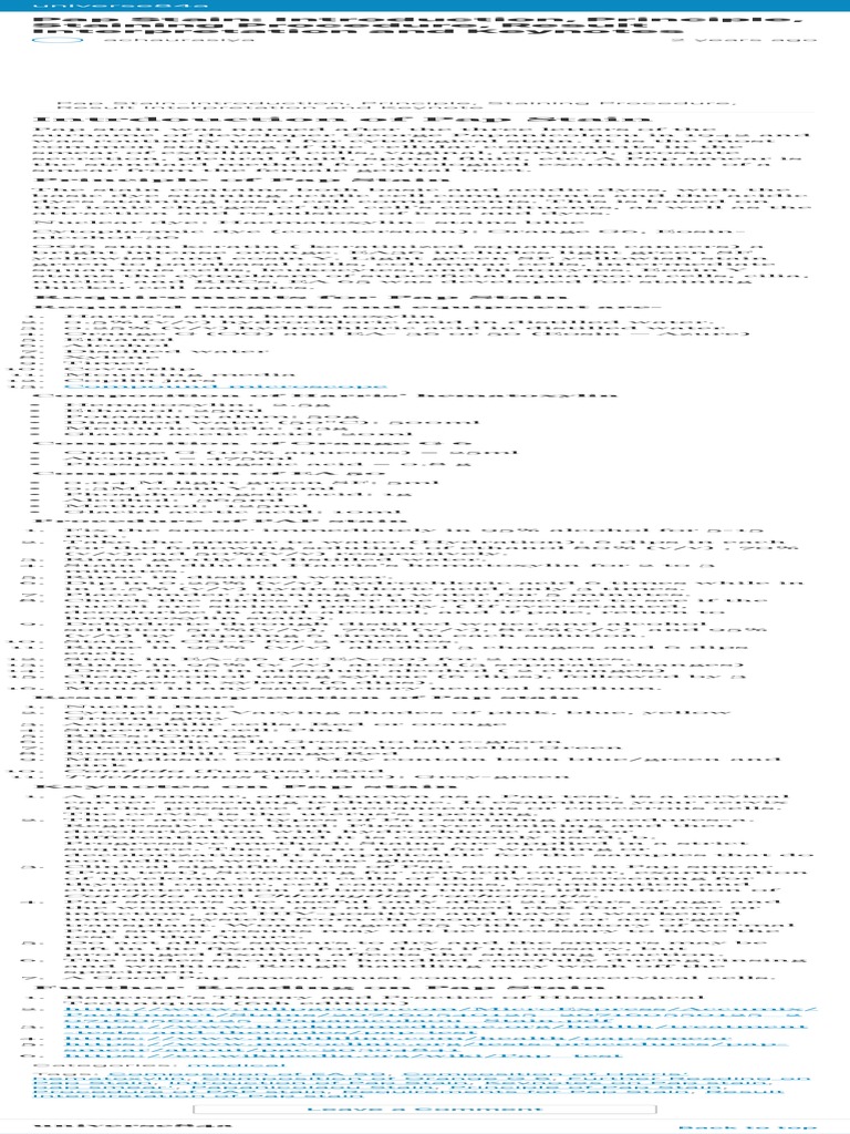 Pap Stain Introduction, Principle, Staining Proc | PDF | Staining ...