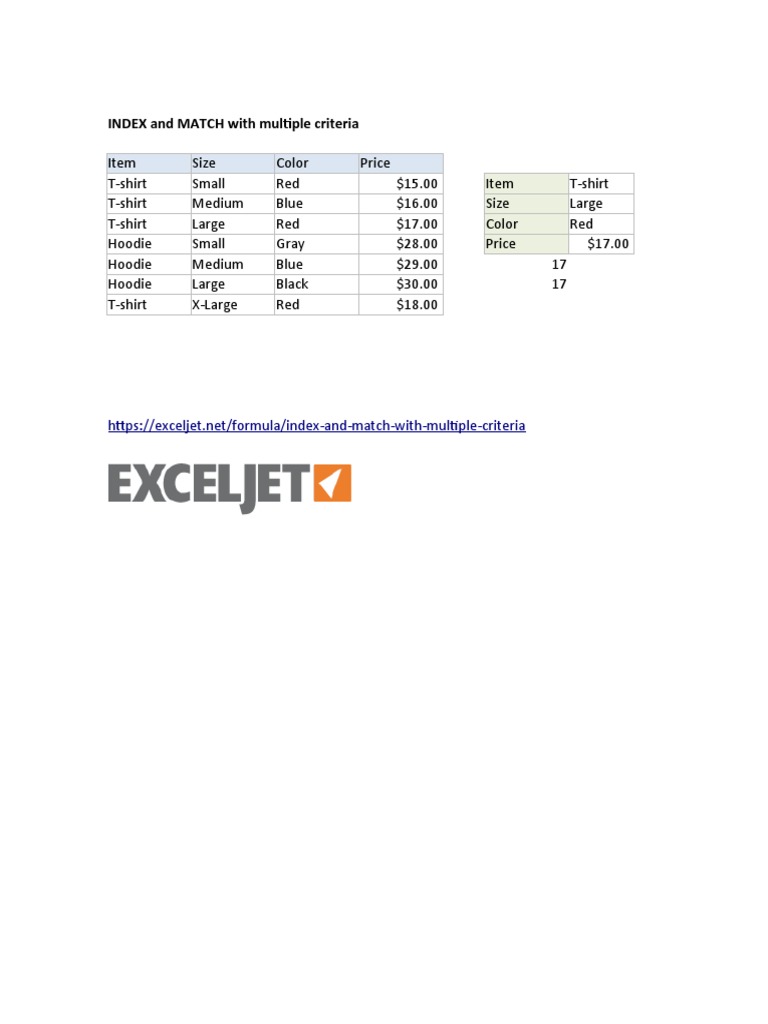 INDEX And MATCH With Multiple Criteria PDF