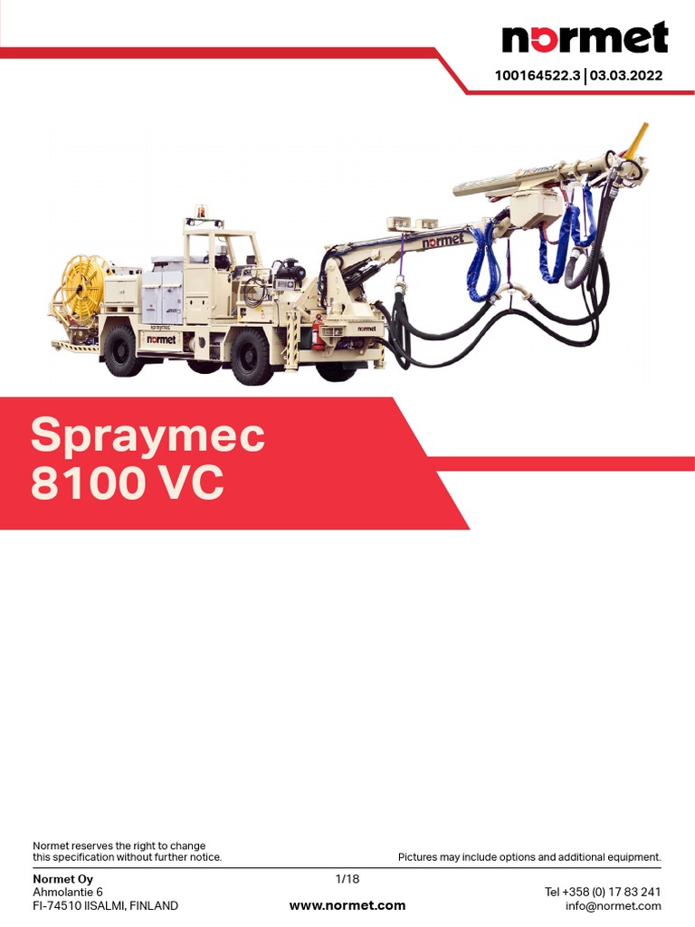 Tech Spe RoboShot Spraymec 8100 VC TDS | PDF | Pump | Manufactured Goods