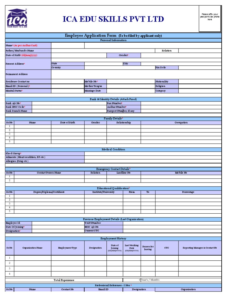 EAF Employee Application Form - Revised | PDF