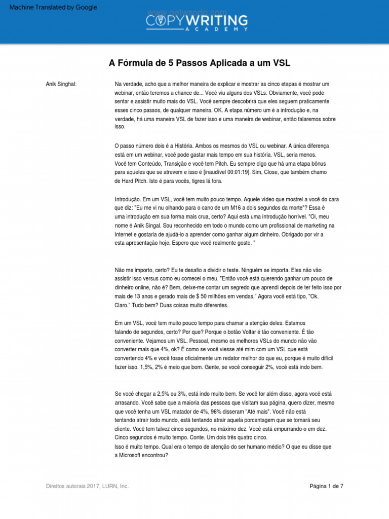 06.module7 The 5 Step Formula Applied To A VSL | PDF | Dinheiro | Pensamento