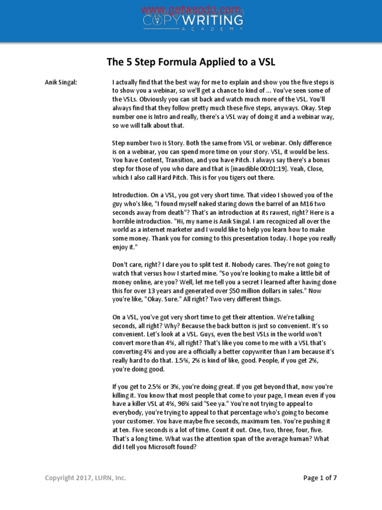 06.module7 The 5 Step Formula Applied To A VSL | PDF | Self-Improvement