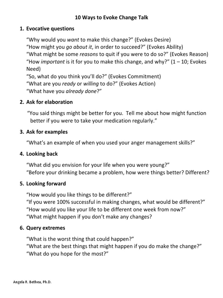 10 Strategies for Effective Change Talk | PDF | Career & Growth | Self ...