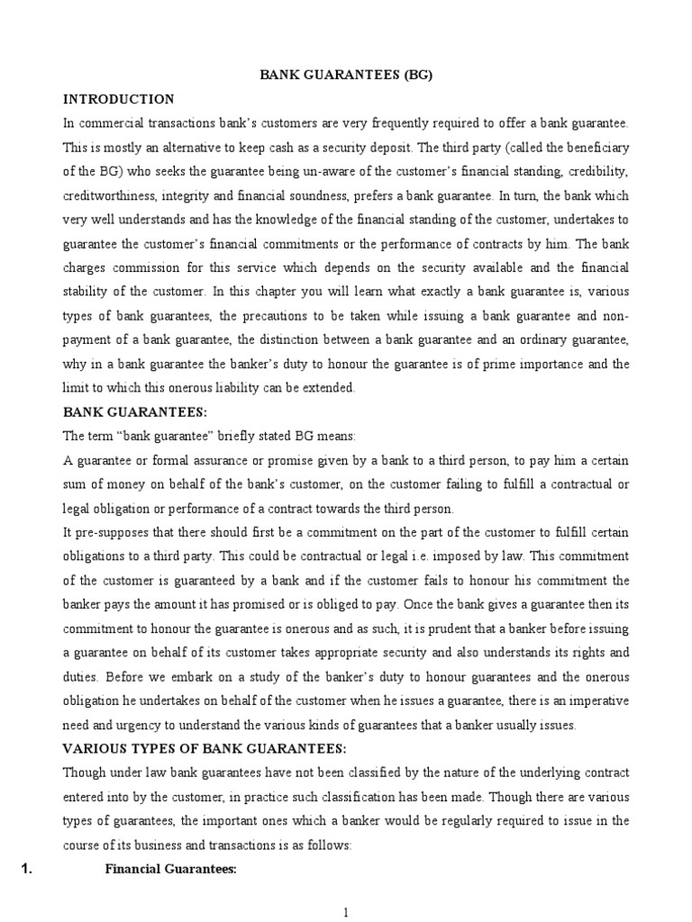 Bank Guarantee and Letter of Credit | PDF | Letter Of Credit | Bill Of ...