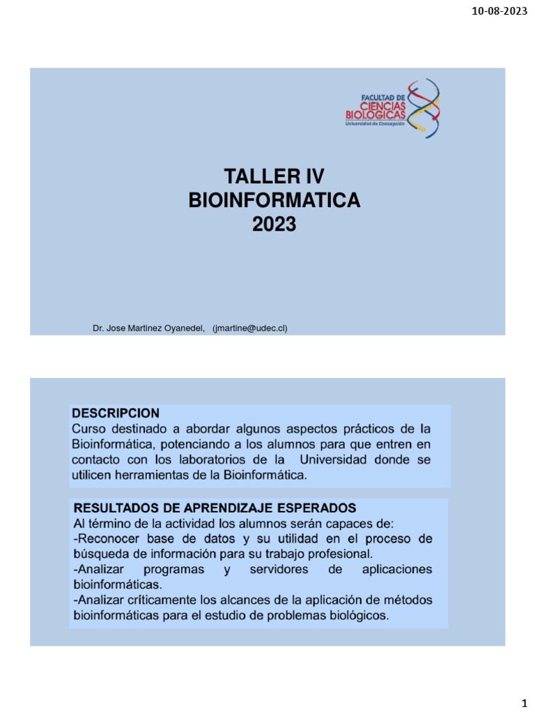 Presentacion Curso 2023 | PDF | Bioinformática | Informática