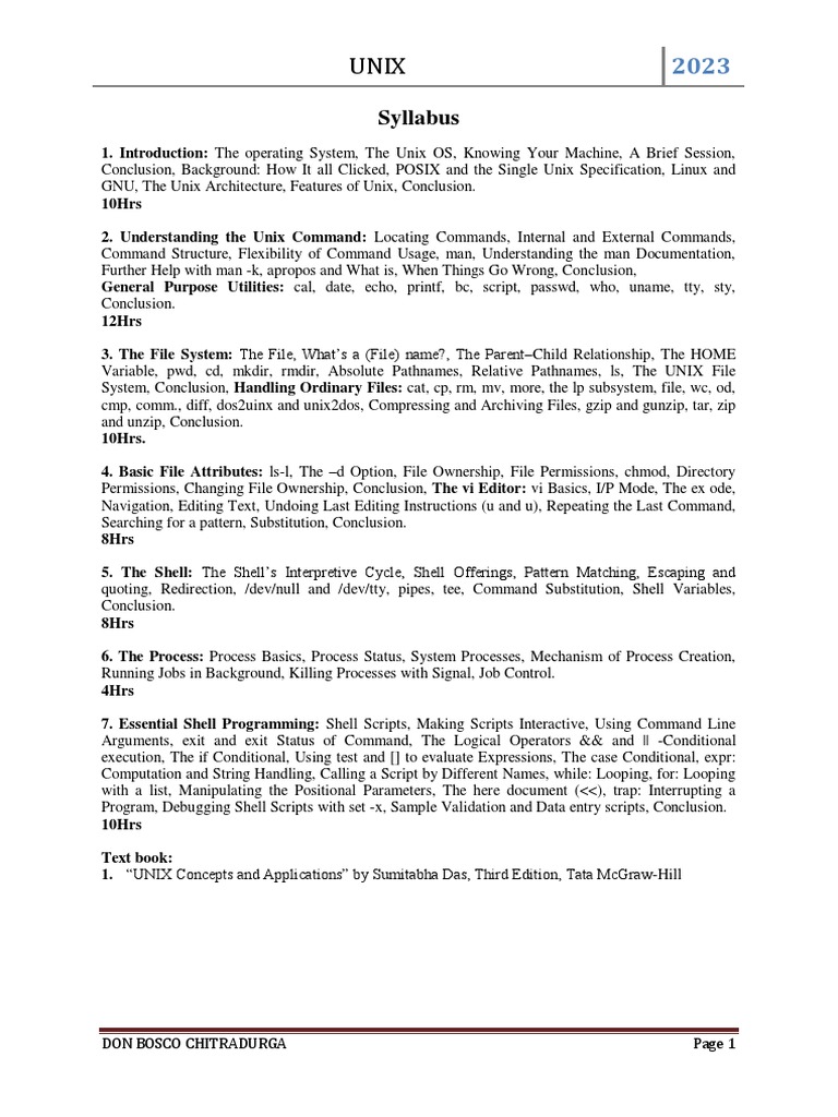 Unix Full Notes-1 | PDF | Computers