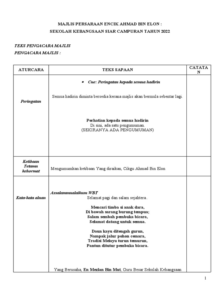 TEKS PERSARAAN MAJLIS | PDF