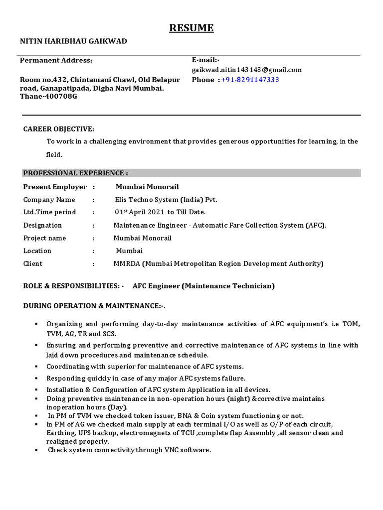 Nitin Gaikwad-Resume - 2022-1 | PDF