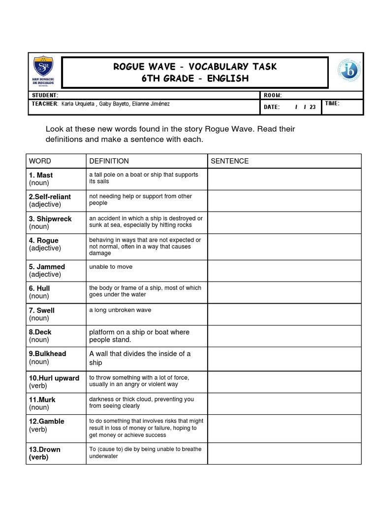 Rogue Wave - Vocabulary | PDF | Foreign Language Studies | Science ...