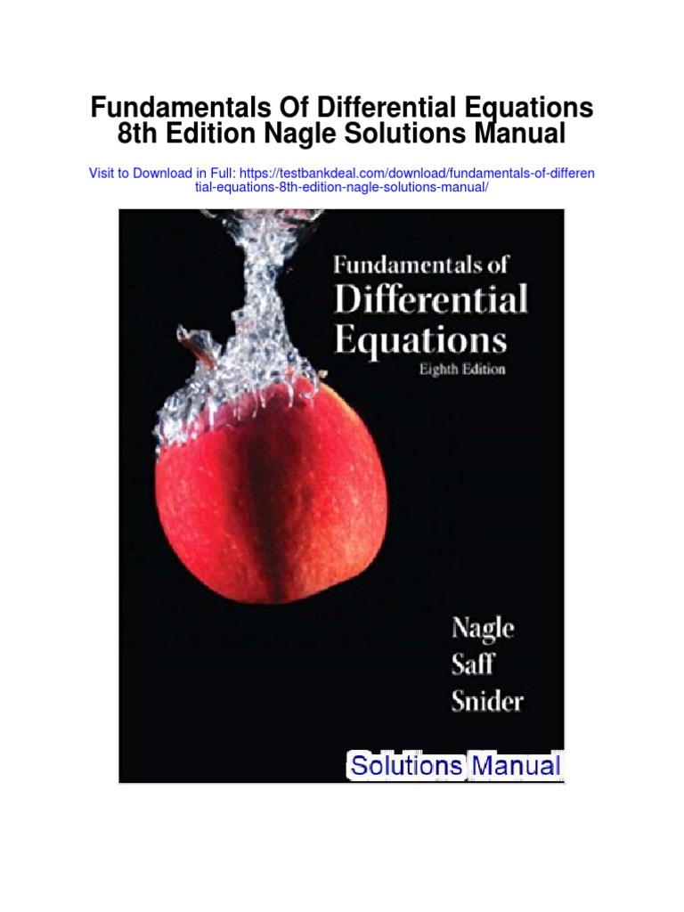 Fundamentals of Differential Equations 8th Edition Nagle Solutions Manual | PDF | Numerical ...