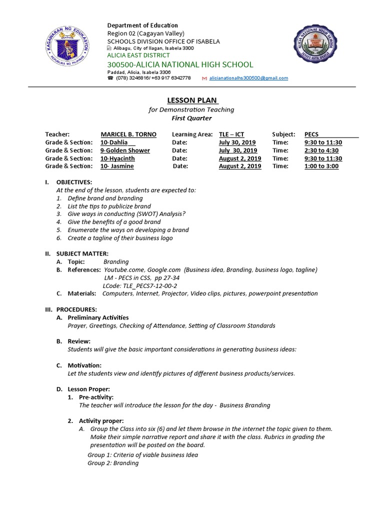 Branding Lesson Plan for Students | PDF | Brand | Swot Analysis