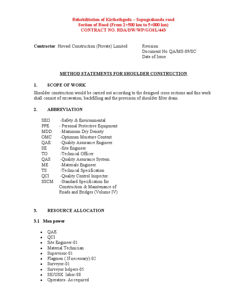 Shoulder Construction | PDF | Road | Quality Assurance