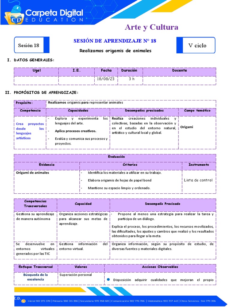 18° Sesión de Aprendizaje 18-Sem.2-Exp.5-Arte-1 | PDF | Aprendizaje | Origami