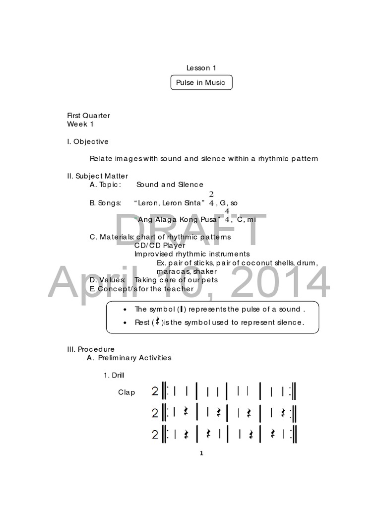 Pulse and Rhythmic Patterns in Music | PDF
