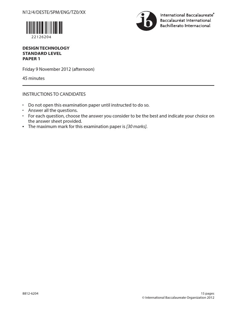 Design Technology Paper 1 Exam 2012 | PDF | Ductility | Ultimate ...
