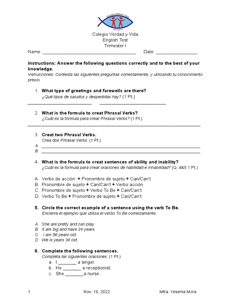 English Test 3 | PDF | Tipología Lingüística | Unidades Semánticas