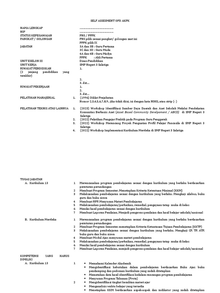 Tabel Kompetensi Guru | PDF