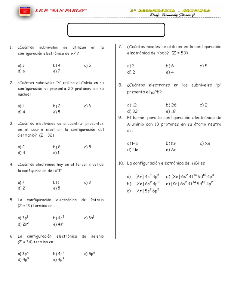 Configuracion Electronica 2 | PDF | Configuración electronica ...