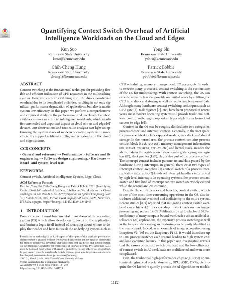 Quantifying Context Switch Overhead of Artificial Intelligence Workloads On The Cloud and Edges ...