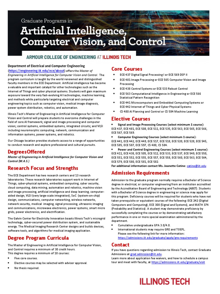 Iit Artificial Intelligence Computer Vision and Control Program Sheet ...