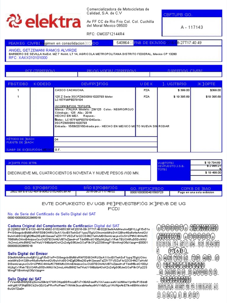 PDF Factura Elektra | PDF