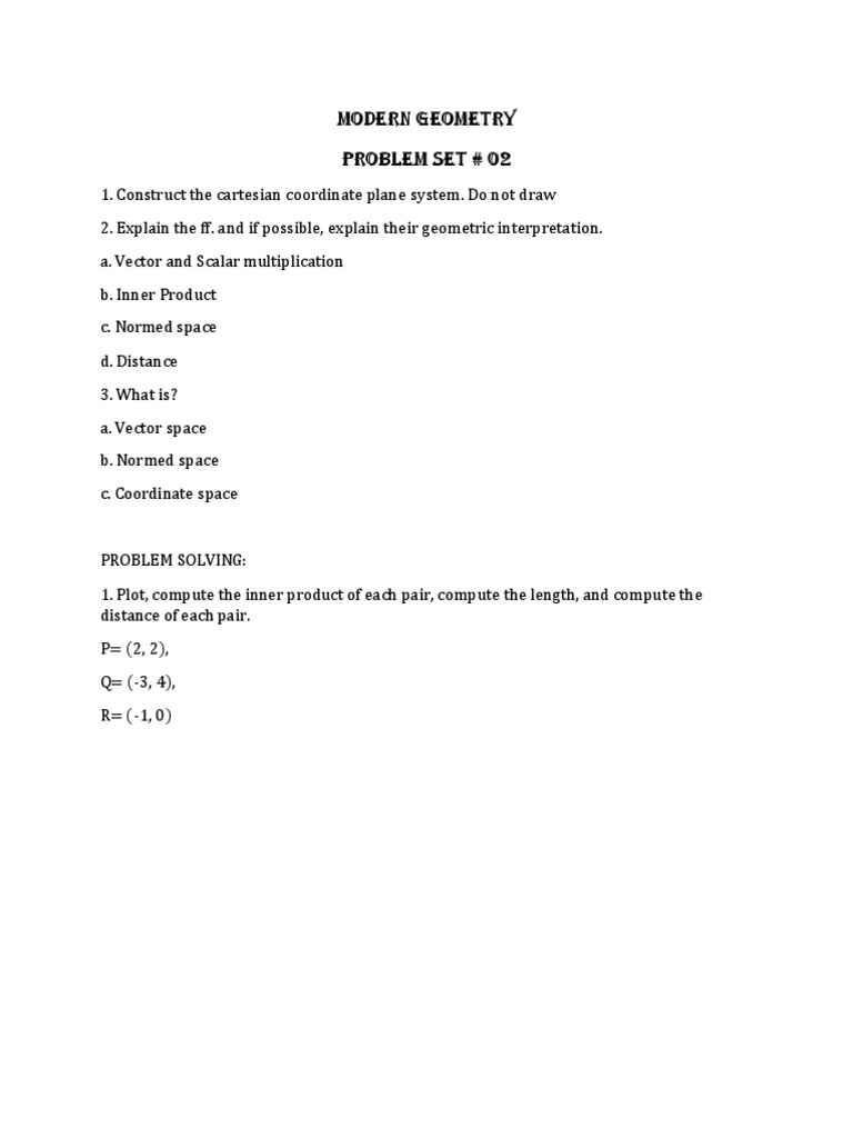 Modern Geometry Problem Set #02 | PDF Modern Geometry Problem Set #02 | PDF