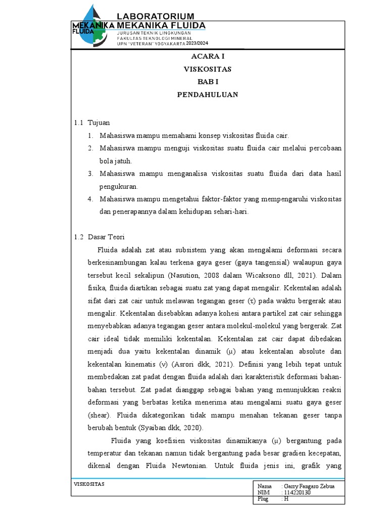 Eksperimen Viskositas Fluida Cair | PDF