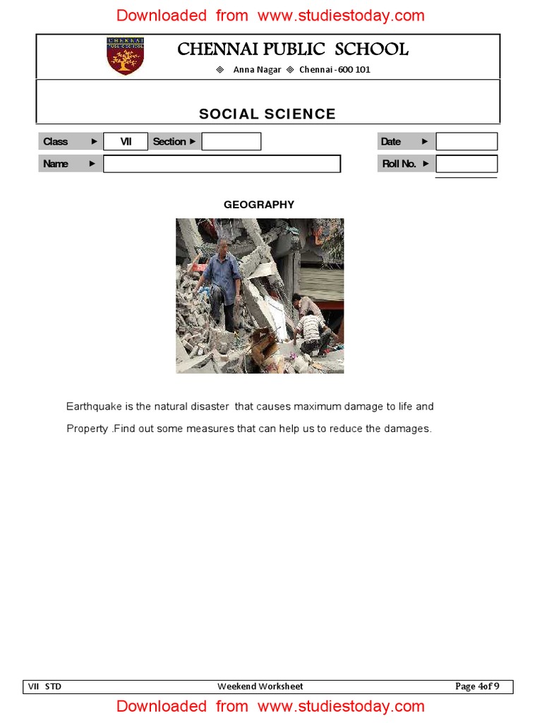 CBSE Class 7 Geography - Earthquake | PDF