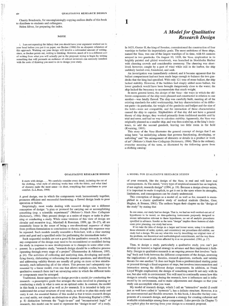 Maxwell 2005 - A Model For Qualitative Research Design | PDF