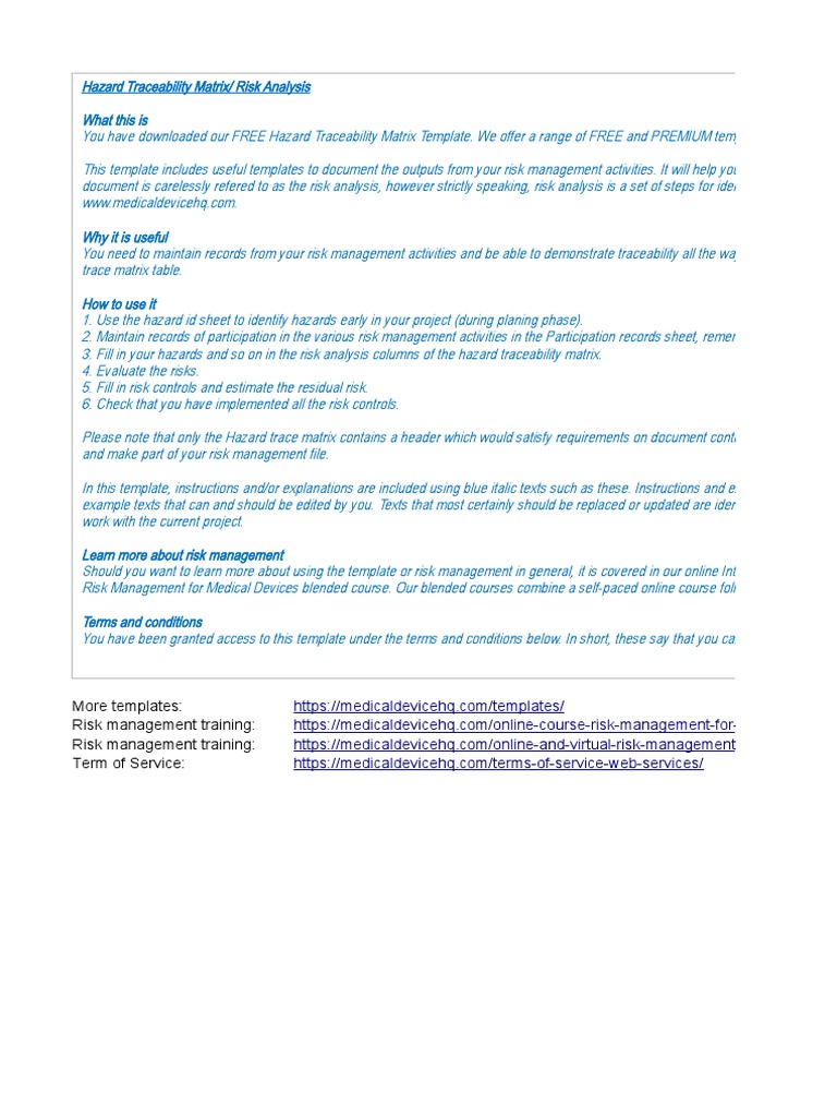 Free TEMP 003 Hazard Traceability Matrix APPROVED 210122 Tr3tyw | PDF ...